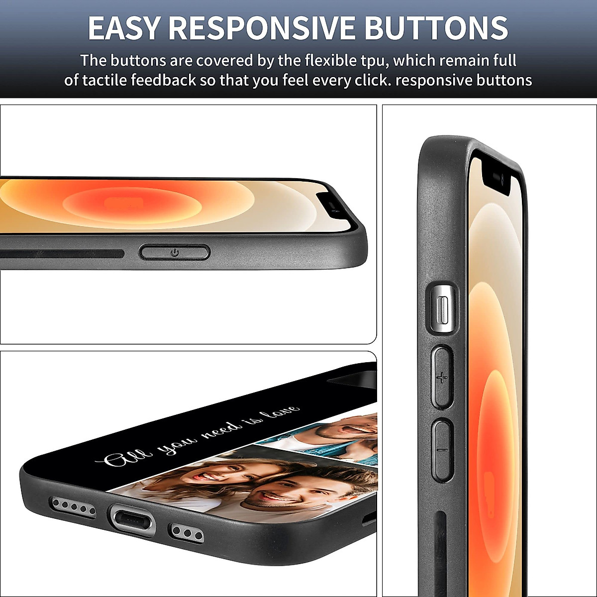 Easycosy Personalized Picture Phone Cases for 16 15 14 13 12 11 Pro/Max/Mini XR X Xs Max Custom Multiple Photo iPhone Case for Friends Family Birthday Gifts Customized Full Protection TPU Cover