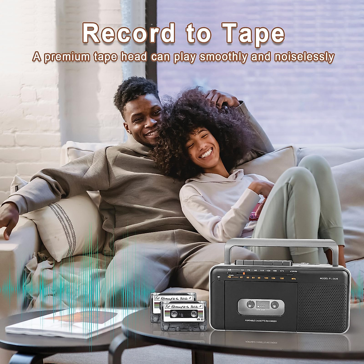 Portable Cassette Tape Player and Recorder with AM FM Radio, LED Power Indicator, Handheld, Loud Speaker,Microphone,3.5mm Earphone Jack,Powered by AC or C Batteries for Gift,Home