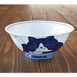Japanese Cute Cat Design 7.48 Inches Soup Ramen Noodle or Serving Bowl Hachiware from Japan