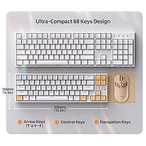 LTC NB681 Nimbleback Wired 65% Mechanical Keyboard, RGB Backlit Ultra-Compact 68 Keys Gaming Keyboard with Hot-Swappable Switch and Stand-Alone Arrow/Control Keys (Hot Swappable Red Switch, White)