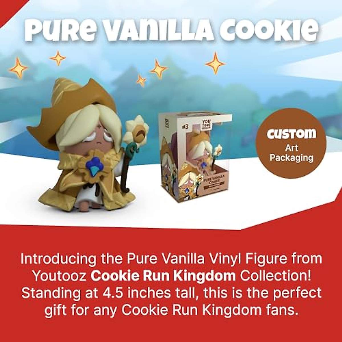 Youtooz Pure Vanilla Cookie Vinyl Figure, 4.5" Adorable Official Pure Vanilla Cookie Figurine from Mobile Game Cookie Run: Kingdom - Youtooz Cookie Run Kingdom Collection