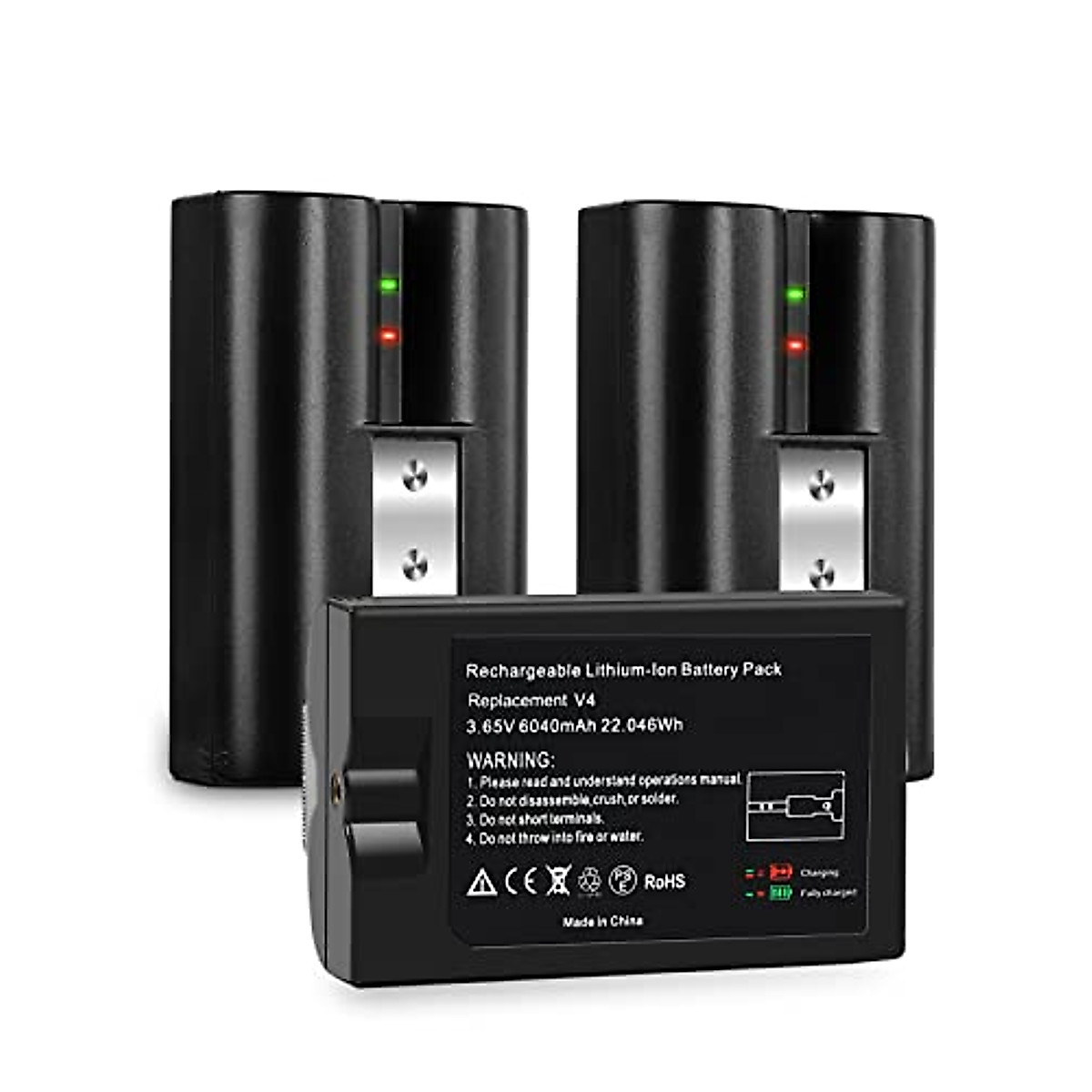 3-Pack Lithium-ion Batteries Compatible with Ring-Doorbell 2/3/4, 3plus Cam, Spotlight Cam and Stick-up Cam, New ion-Cell with Full Compatibility for All Cam Models, 6040mAh with Easy Release Design