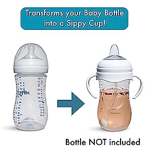Sippy Cup Conversion Kit for Philips Avent Natural Baby Bottle | 2-Count | with Soft Silicone Sippy Spout Nipples, Weighted Any Angle Straw Ball, Bottle Handles and Straw Cleaning Brush (Sippy Spout)
