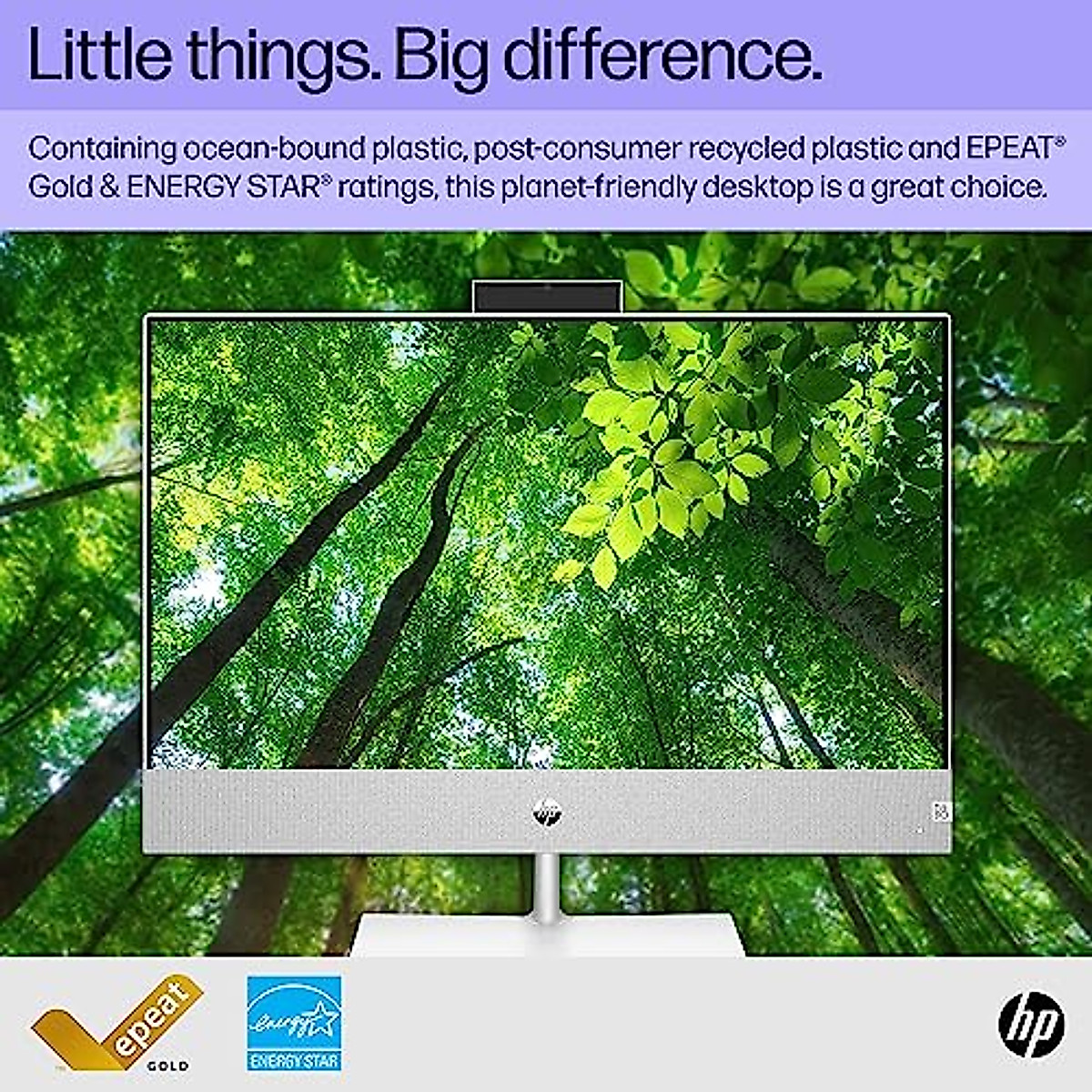 HP Pavilion 24-ca2070Bundle AiO PC, Windows 11 Home, 23.8", Touch Screen, Intel Core i5, 16GB RAM, 512GB SSD, FHD, Snowflake White, Natural Silver Stand