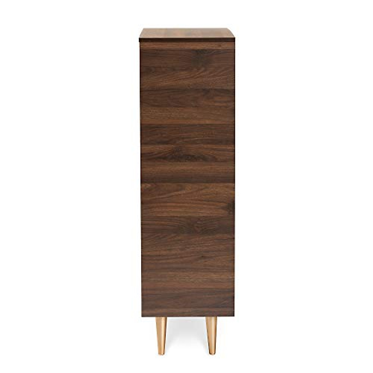 Baxton Studio Landen Shoe Cabinets, One Size, Walnut Brown/Gold