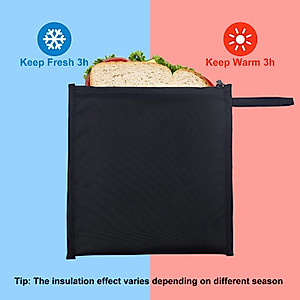 Moyad Reusable Sandwich Bags Set of 2, BPA Free Insulated Lunch Bags for Men Women, Compact Snacks Bags for Picnic, Travel, Office (Black)