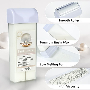 Roll On Wax Roller Hair Removal Waxing Kit, Beth Lee 2 Packs Aloe Wax Cartridges and 100 Strips Refills For Legs, Arms and Underarm