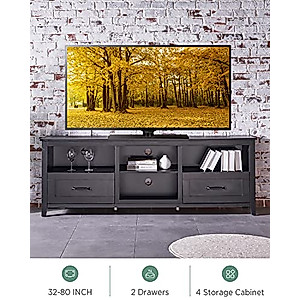 Black TV Stand for 80 75 70 65 60 Inch TV, Black Entertainment Center with Storage, Long Tall TV Stands for Living Room 75 Inch Black, 65 70 75 80 TV Stand with Storage for 65+ 75+ Inch TV for Bedroom