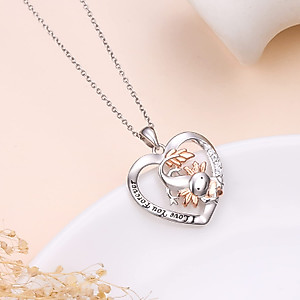 HOOHWE Axolotl Gifts 925 Sterling Silver Axolotl Pendant Necklace Heart Axolotl Jewelry for Women