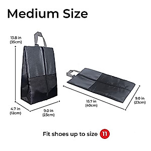 HANOZI Shoe Bags For Travel, Used As For Storage or Shoe Travel Bag, Space Saving When Travelling With This Travel Shoe Bags For Packing, Featuring Waterproof Nylon Sneaker Bag (Black, 2 Pack, Medium)