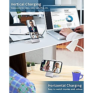 Magnetic Wireless Charger Mag-Safe Charger for iPhone 14/13/12 Series Convertible Magnet Wireless Charging Stand/Pad with 20W Adapter 5ft Cable for iPhone 14 13 12 Pro/Max/Plus (White)