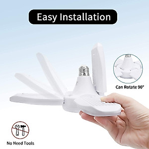 FOROUREYES 60W E27 E26 LED Bulb 120V Foldable Angle Adjustable Cold White 6500K No Flicker Superbright Lamp for Warehouse Garage Shopping Mall Lighting