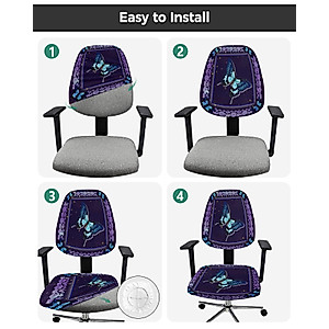 Big buy store Office Chair Cover Butterfly Protective Stretchable Universal Computer Chair Covers Purple Starry Sky Starlight Stretch Rotating Chair Slipcover