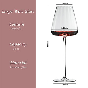 PTSTING Wine Glasses 20oz Hand Blown Red Wine Glasses Art Retro Wine Glass Set with Long Stem Set of 2 for Wine Tasting,Wedding,Anniversary,Christmas,Birthday