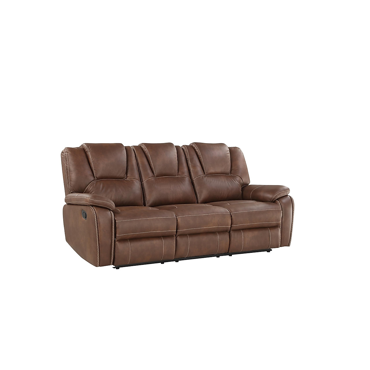 Steve Silver Katrine Reclining, Chestnut Brown Faux-Leather, Padded Armrests, Raised Headrest, Sinuous Spring Construction Sofas, 83.5 x 36 x 39