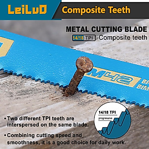 LEILUO 6-Inch 14/18 TPI Metal Cutting Reciprocating Saw Blades 10 Piece Bi-Metal Sawzall Blades with Storage Case