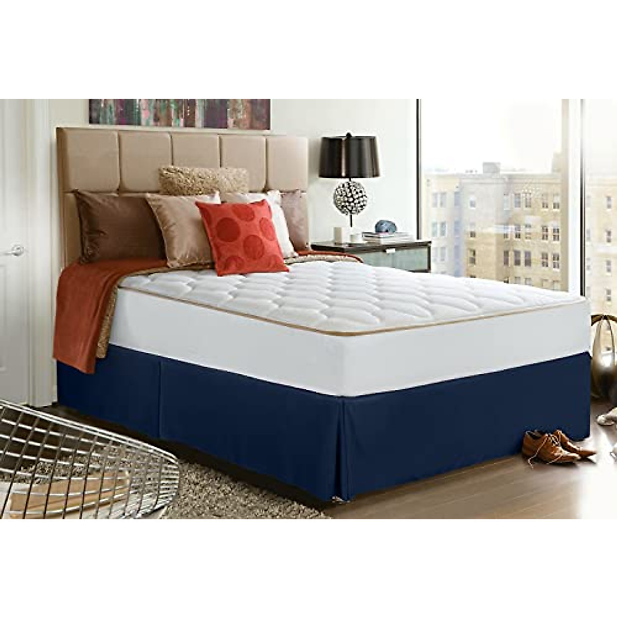 Utopia Bedding Queen Bed Skirt - Soft Quadruple Pleated Ruffle - Easy Fit with 16 Inch Tailored Drop - Hotel Quality, Shrinkage and Fade Resistant (Queen, Navy)