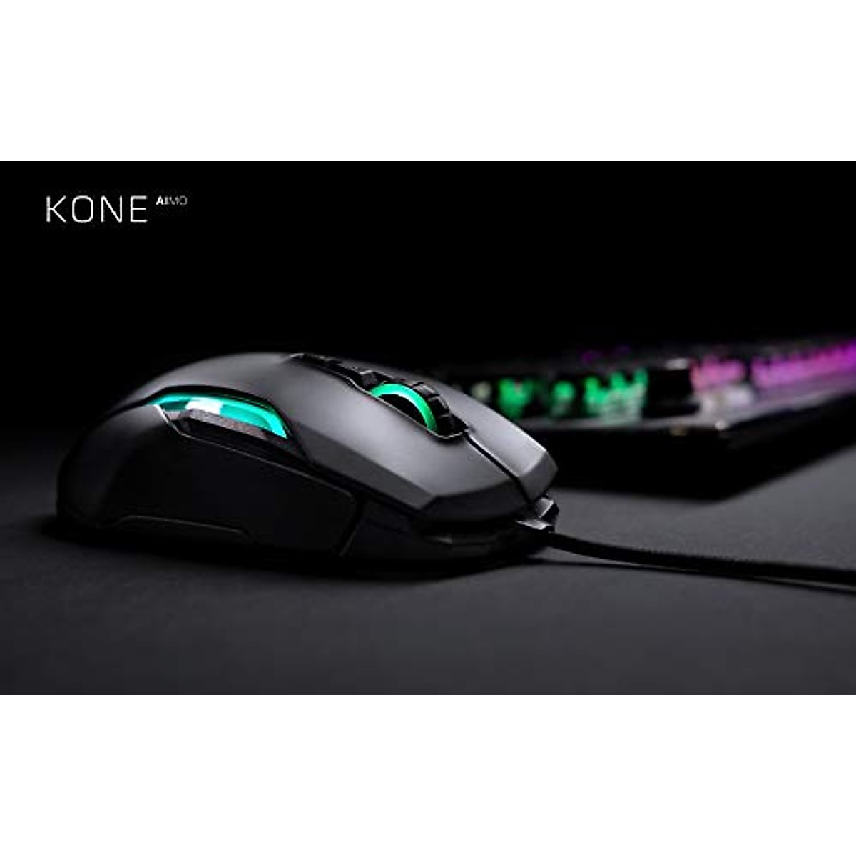 ROCCAT Kone AIMO Remastered PC Gaming Mouse, Optical, RGB Backlit Lighting, 23 Programmable Keys, Onboard Memory, Palm Grip, Owl Eye Sensor, Ergonomic, LED Illumination, Adjustable to 16,000 DPI-Black