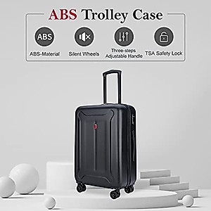 Widfre Luggage Sets 3 Pieces Carry on Suitcase Hardshell Lightweight Travel with Double Spinner Wheels Locks TSA Approved (Black)