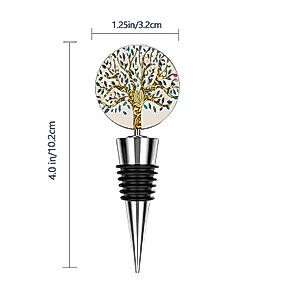 Wine Stoppers, Wine Bottle Stopper, Eco-friendly Champagne Stopper, Reusable Zinc Alloy Silicone Wine Stoppers for Home, Bar, Party, Wedding (3 Pack Tree of Life)