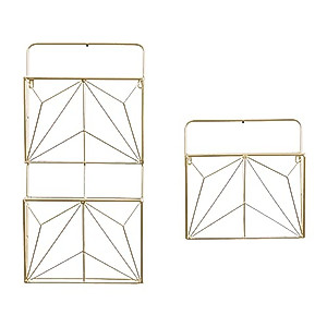 Deco 79 Rustic Metal Rectangle Wall Shelf, Set of 2 15", 30"H, Gold