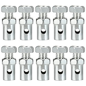YOXUFA 1/8" Universal Throttle Brake Cable End Stop Lock Clamps for Go Kart Bicycle Motorcycle Scooter Motorized Bike lawn mower 10 Pack Silver Parts