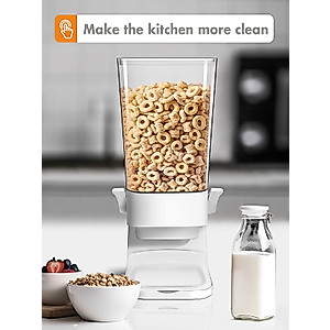 Conworld Cereal Dispenser, Cereal Containers Storage, Big Cereal Dispenser Countertop - Not Easy to Crush Food, Cereal Container For Pantry Organization And Storage (White, 2Pcs