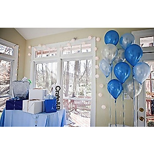 PartyWoo Blue and White Balloons 100 pcs 12 inch Royal Blue Balloons Light Blue Balloons White Balloons Blue Balloons Latex Balloons for Boys Christening, Cinderella Party, Boys 1st Birthday