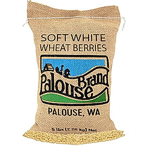 Soft White Wheat Berries | 5 LBS | Family Farmed in Washington State | 100% Desiccant Free | Non-GMO Project Verified | 100% Non-Irradiated | Kosher | Field Traced | Burlap Bag