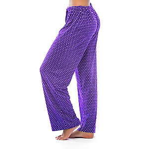 Just Love Women Polka Dot Pajama Pants / PJs / Sleepwear, Plum With Black Dots, Small
