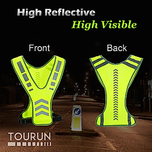 TOURUN Reflective Running Vest Gear with Pocket for Women Men Kids, Safety Reflective Vest Bands for Night Cycling Walking Bicycle Jogging