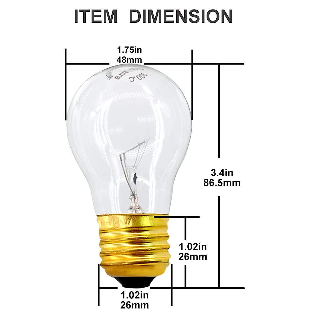 haraqi 120 Volt A15 40 Watt Light Bulbs,Appliance Bulbs with Medium Base,Refrigerator Bulb Clear Ceiling Fan Bulbs