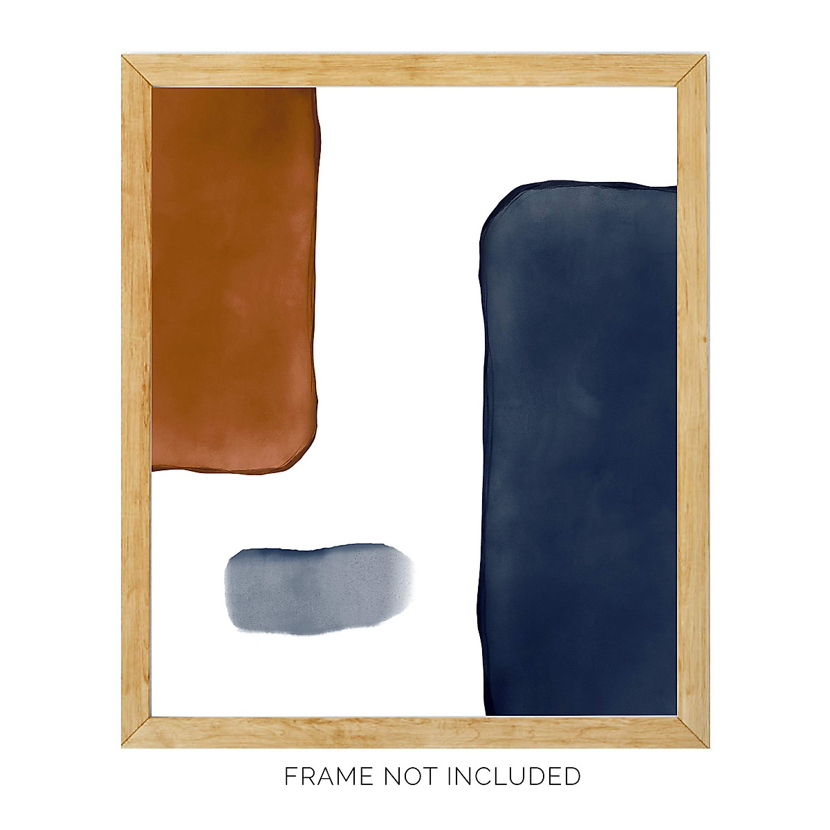 Abstract Navy Blue, White & Rust Blocks Wall Art. Set of 2 11x14 UNFRAMED Prints. Abstract, Minimalist Modern Wall Decor. Neutral Shades of Dark Indigo Blue, Burnt Orange and White.
