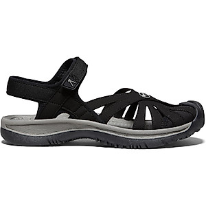 KEEN Women's Rose Casual Closed Toe Sandals, Black/Neutral Gray, 8.5