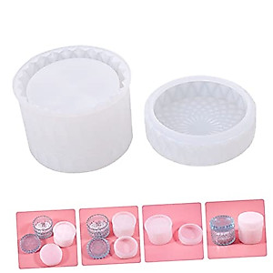 Beavorty 2 Pcs Jar Silicone Mold Small Containers Silicone Planter Mold Tray Mold Containers with Lids Trinket Tray Resin Candy Jar Molds Silicone DIY Mold Cosmetics Container Making Tool