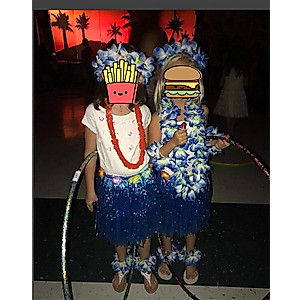 Thicken 41 Inch Blue Hawaiian Leis for Graduation Party, Dance Party, Photo Prop in Outdoors (12 Pcs)