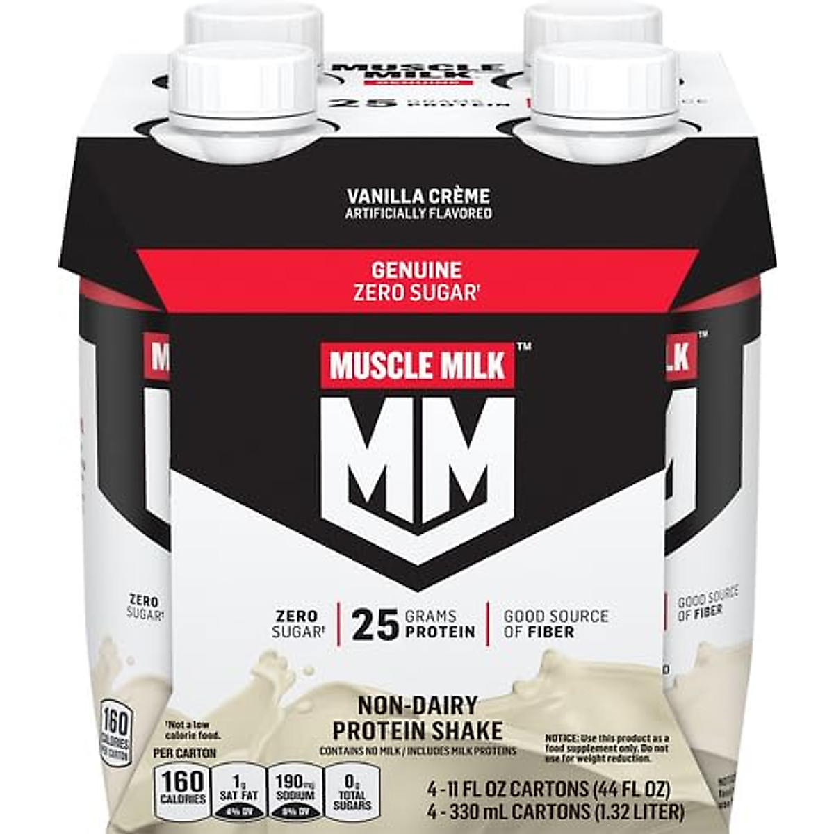 Muscle Milk Genuine Protein Shake, Vanilla Crème, 25g Protein, 11 Fl Oz (Pack of 4)