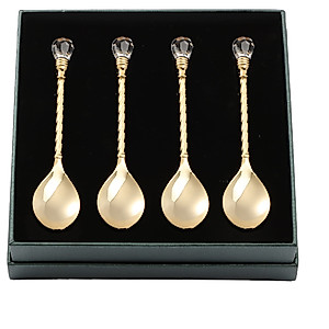 Matashi MTTSPN434-4 Dessert Spoon, Set of 4, Gold
