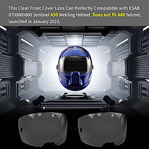 5 PACK 0700000802 Clear Front Cover Lens, Clear Polycarbonate Outside Cover Lens, 3.93" x 2.36" Viewing Lens, A50 Welding Helmet Cover Lens, Compatible with ESAB 0700000800 Sentinel A50 Welding Helmet