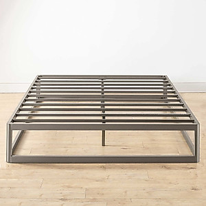 Mellow 9" Metal Platform Bed Frame w/Heavy Duty Steel Slat Foundation, Full, Grey