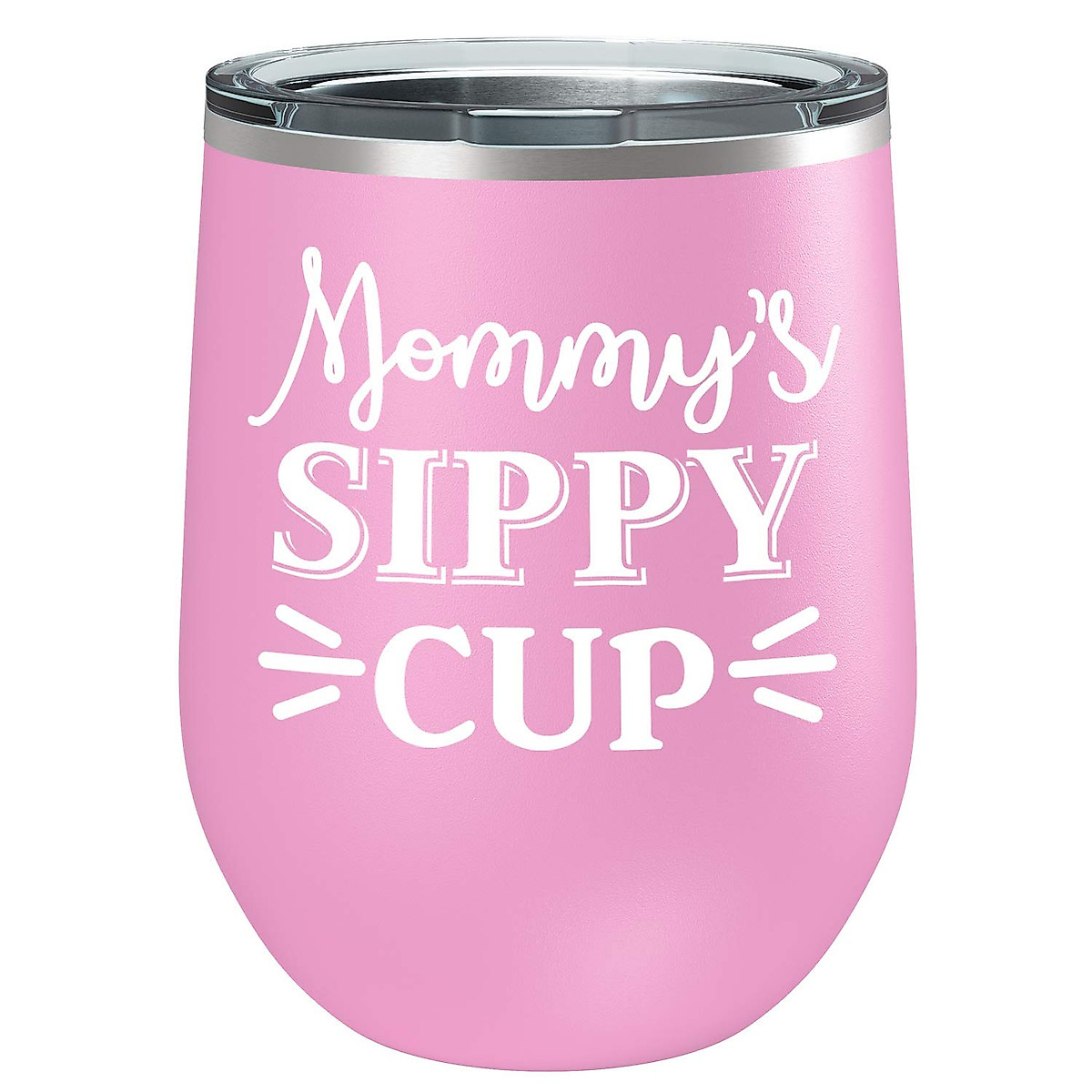 Mommy's Sippy Cup on 12 oz Blush Stainless Steel Gift Travel Wine Tumbler