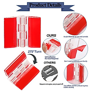 12 Pcs 35x25 mm Mini Transparent Acrylic Hinge Self-Adhesive Small Hinges Folding Hinge, Clear Plastic Hinges for Glass, Crafts, Aquarium Lid, Cabinet, Furniture, Display Stand
