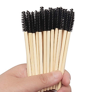100pcs Bamboo Mascara Wand and Lip Brush,Eyelash Brush Eyebrow Extension Lipstick Tattoo Applicator Makeup Brush Tool（50pcs Mascara Wand 50pcs Lip Brush）
