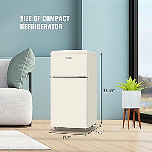 WANAI Compact Mini Refrigerator 3.5 Cu.Ft Small Refrigerator with Freezer, Retro Mini Fridge with Dual Door,7 Adjustable Thermostat, Adjustable Shelves For Dorm, Office Bedroom,White