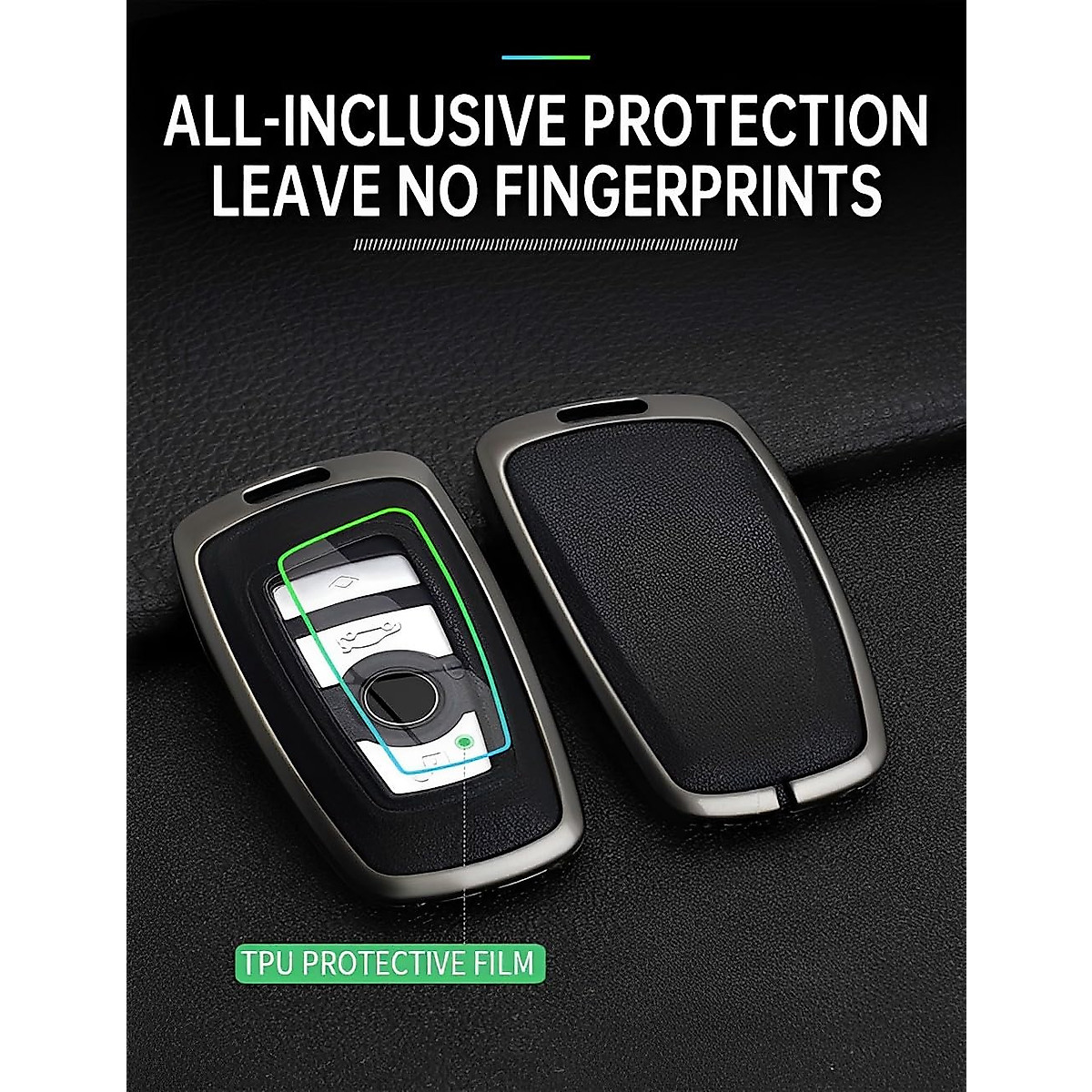 HUBEIVO for BMW Key Fob Cover Case Metal Shell Car Smart Keys Protect Keychain Compatible 1 3 4 5 6 7 Series X3 X4 M5 M6 GT3 GT5 (P-BWAqz-Brown)