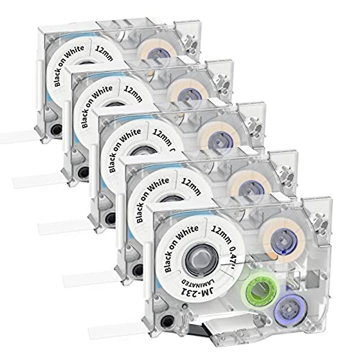 Labelife Replacement for Brother P Touch Label Tape TZe-231 JM-231 TZe TZ Tape 12mm 0.47 Laminated White TZe231 Label Maker Tape for D210S P3100D Label Maker and Brother Ptouch PT-D210 PT-H110, 5-Pack