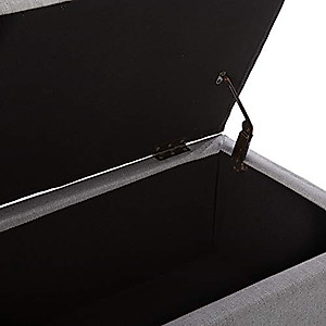 Christopher Knight Home Gable Fabric Storage Ottoman, Light Grey, Dimensions: 19.25”D x 50.75”W x 16.00”H