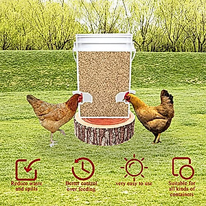 AIVEH 5 Pcs, Chicken Feeder No Waste, Fit for Buckets, Barrels, Bins, Troughs,Automatic Chicken Feeder for Rain Proof Poultry Feeder Port Gravity Feed(4 Ports,1 Hole Saw)
