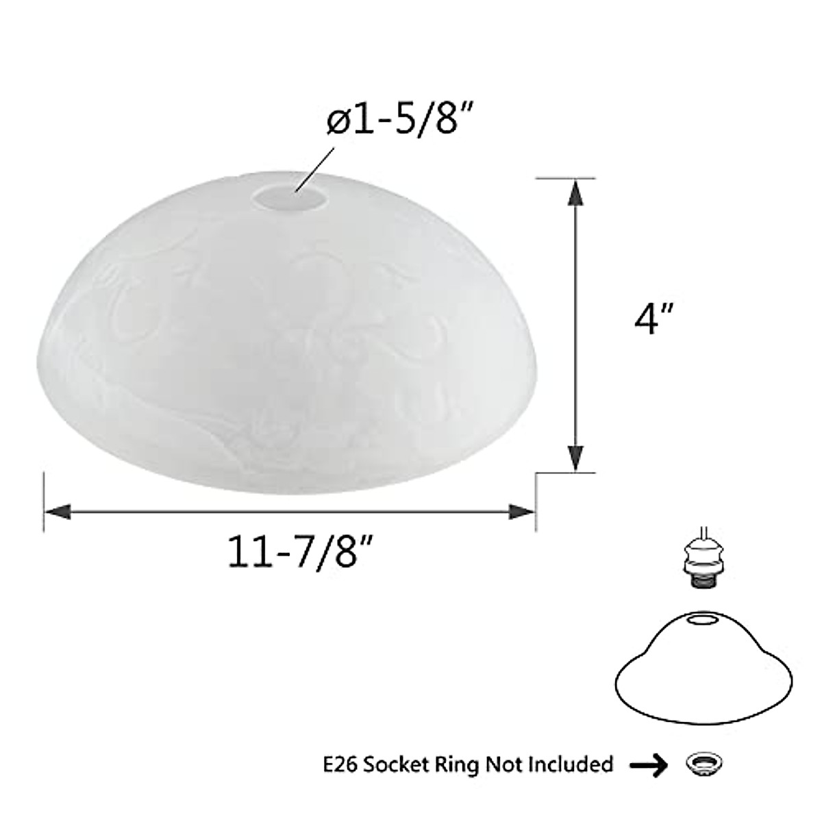 Aspen Creative 23519-11, Alabaster Replacement Glass Shade for Medium Base Socket Torchiere Lamp, Swag Lamp and Pendant & Island Fixture, 11-7/8" Diameter x 4" Height