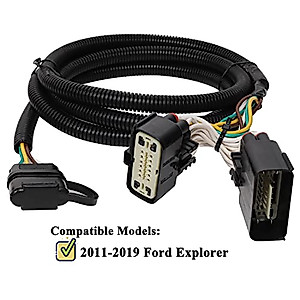 Oyviny Custom 4 Way Trailer Wiring Harness for 2011-2019 Ford Explorer, Plug and Play Trailer Light Wiring for Explorer